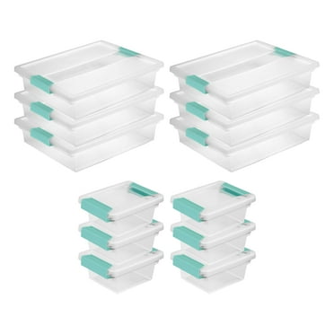 Sterilite Stackable Plastic Container Bins, Large Clip Box 12 Pack ...