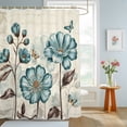 Bathroom Shower Curtain Rustic Tulip Boho Floral Butterfly Waterproof ...