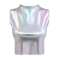 COMVALUE Women's Holographic Shiny Metallic Dance Tank Tops Sleeveless ...