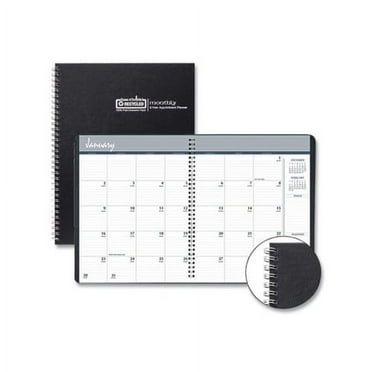 "Spiralbound Academic Monthly Planner, 11 x 8.5, Black Cover, 14-Month ...