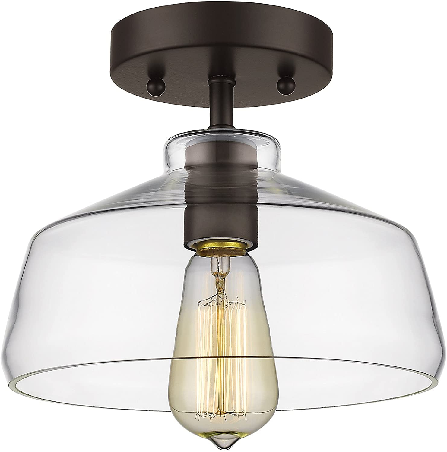 RADIANCE Goods Industrial-Style 1 Light Rubbed Bronze Semi-Flush ...