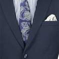 VINCI Men's Navy Blue 2-Button Suit w/ Adjustable Waistband, Reg-Fit ...