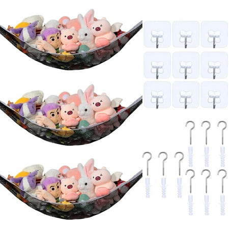 3 Pieces Stuffed Animal Hammocks Stuffed Toy Storage Hammock Nets Jumbo ...