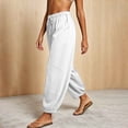 Aezemi Women's High Waisted Loose Pants Faux Cotton Linen Casual ...