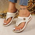 Women's Wedge Flip Flops Open Toe Rhinestone Platform Sandals Wide Toe ...