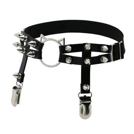 Goriertaly Leg Garter PU Leather Suspender Adjustable Punk Leg Garter ...