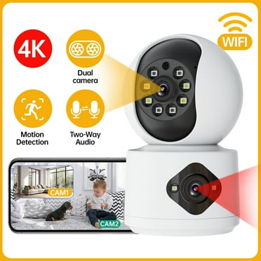 Indoor/Outdoor 4K Smart Security Camera, WiFi with Night Vision, Dual ...