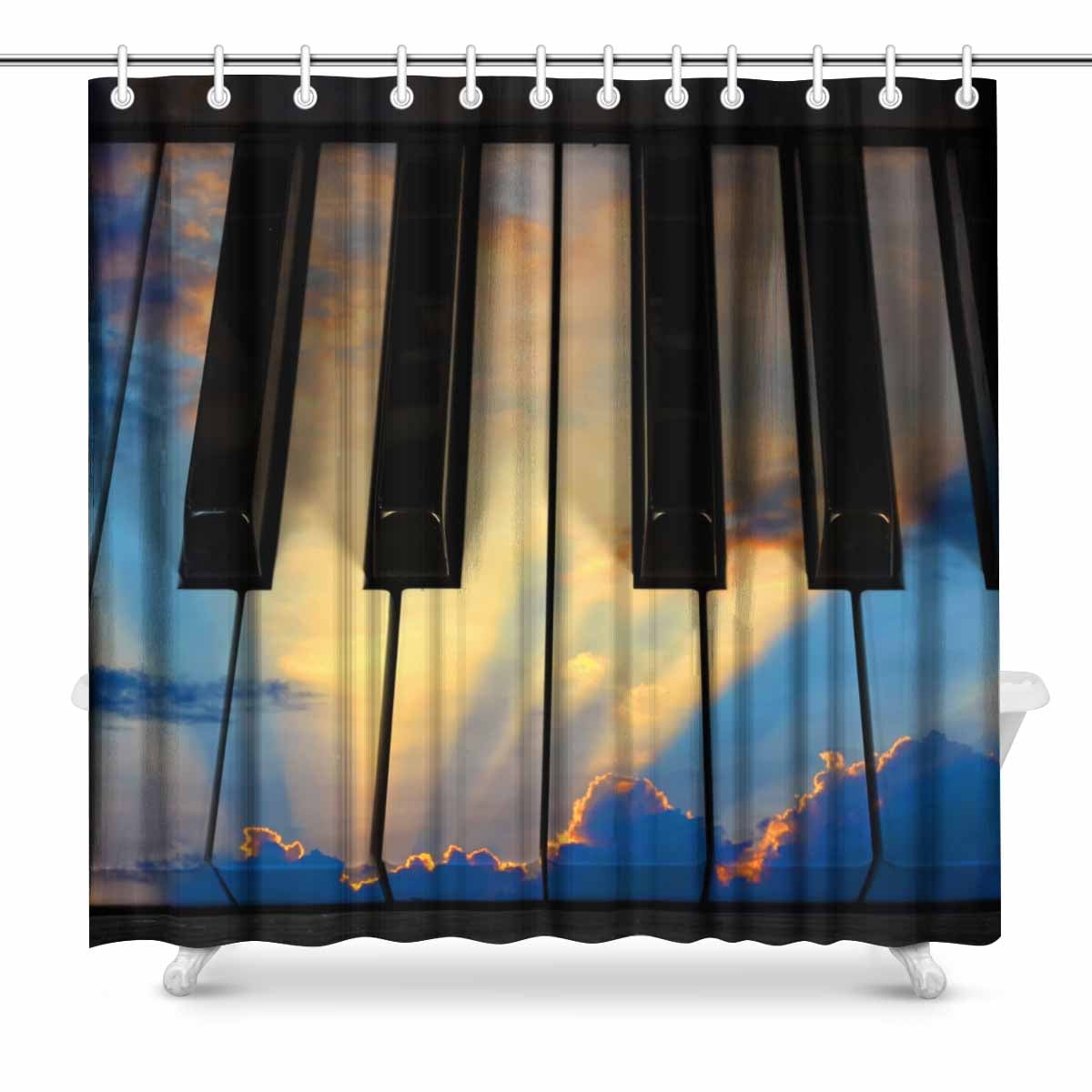 SUNENAT Musical Theme Sunset Sky with clouds on Piano Keys Waterproof ...
