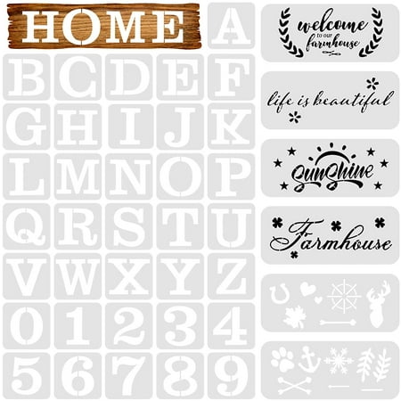 42Pcs Letter Stencils for Painting on Wood Letter and Number Stencils ...
