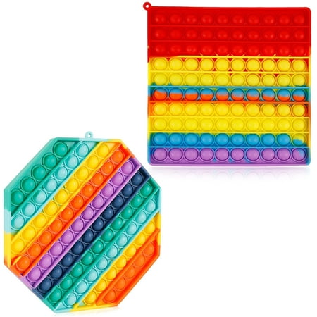 Pop Fidgets Toys Fidget Toy 2 Packs Stress Rainbow Square Push Finger ...