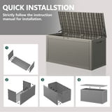 Bifanuo 100 Gallon Deck Box Lockable Resin Outdoor Storage Box ...