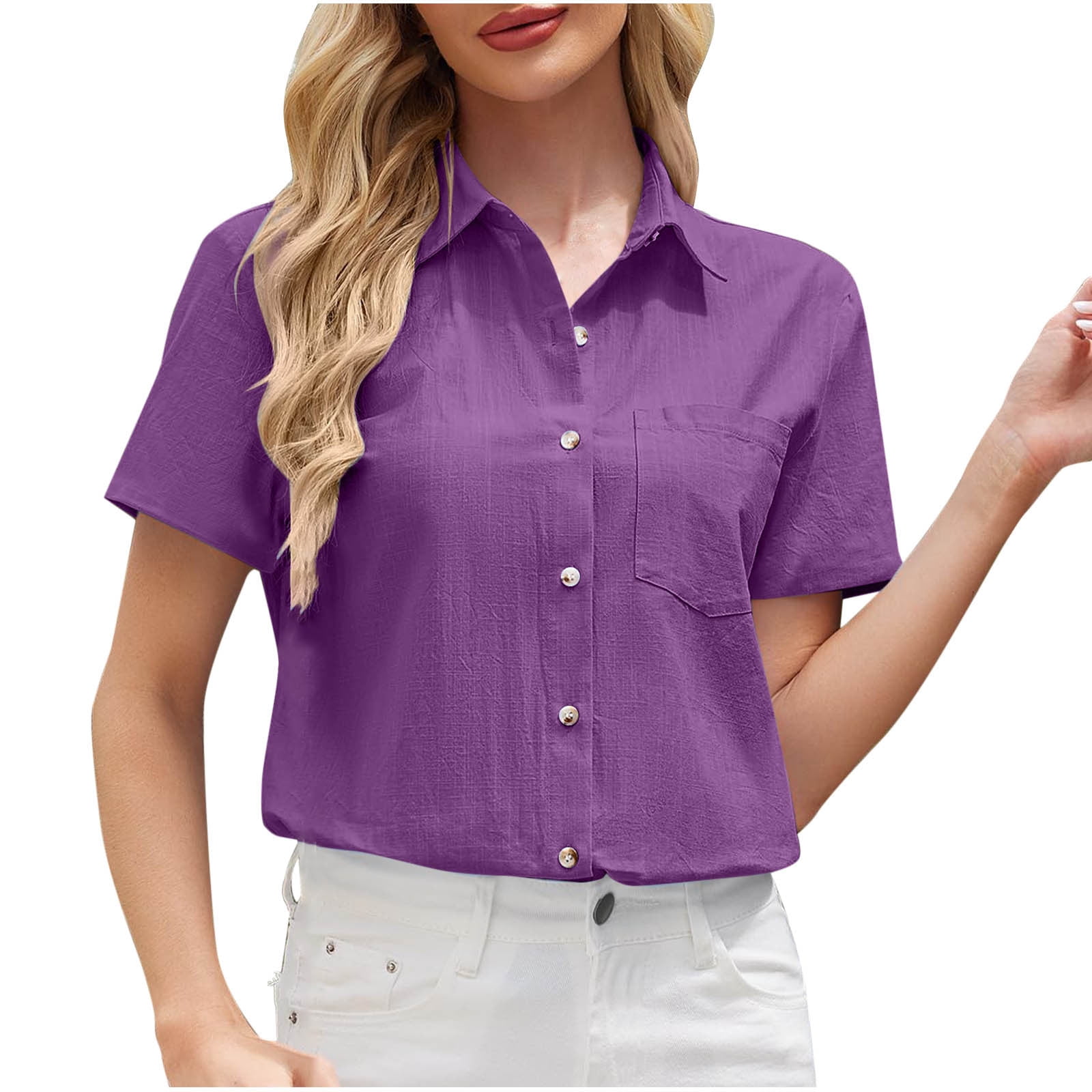 Click here for Olyvenn Womens Cotton Linen Short Sleeve Shirts Ca... prices