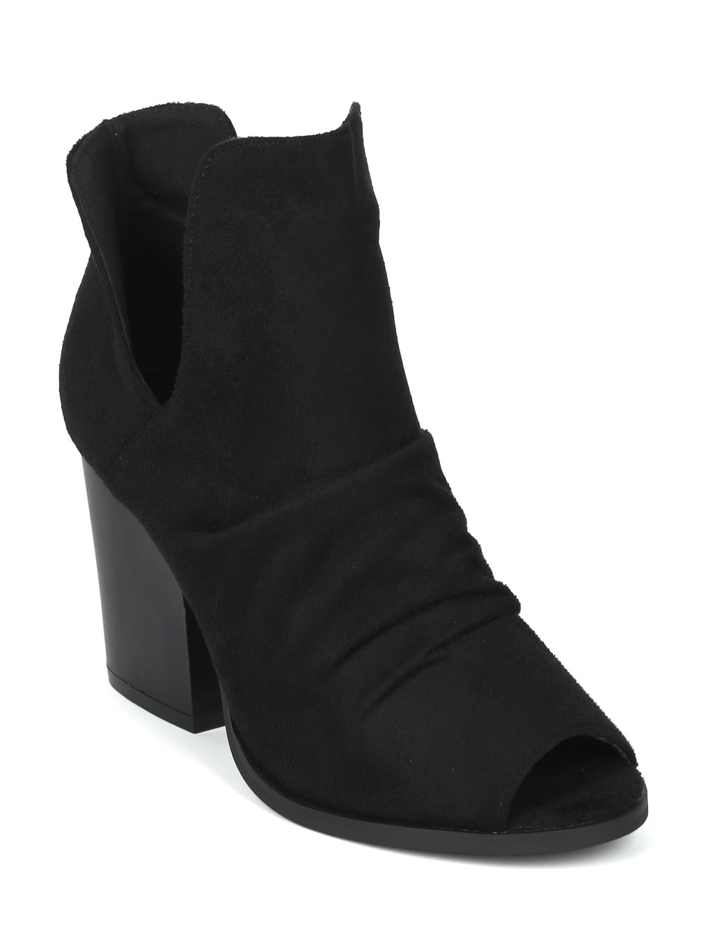 New Women Faux Suede Peep Toe Block Heel Bootie - 18072 By Yoki ...