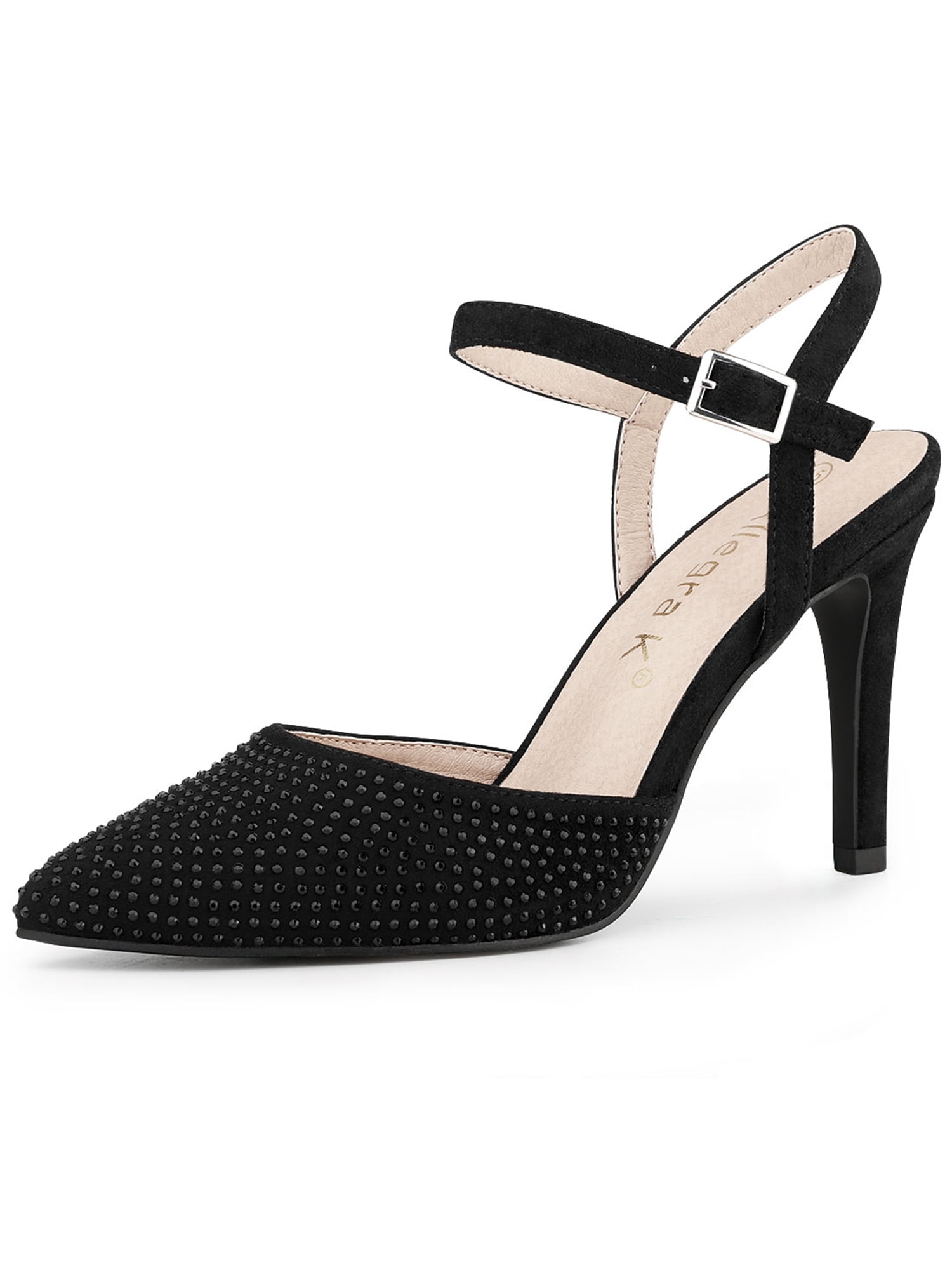 Allegra K Allegra K Womens Pointed Toe Ankle Strap Slingback Heeled