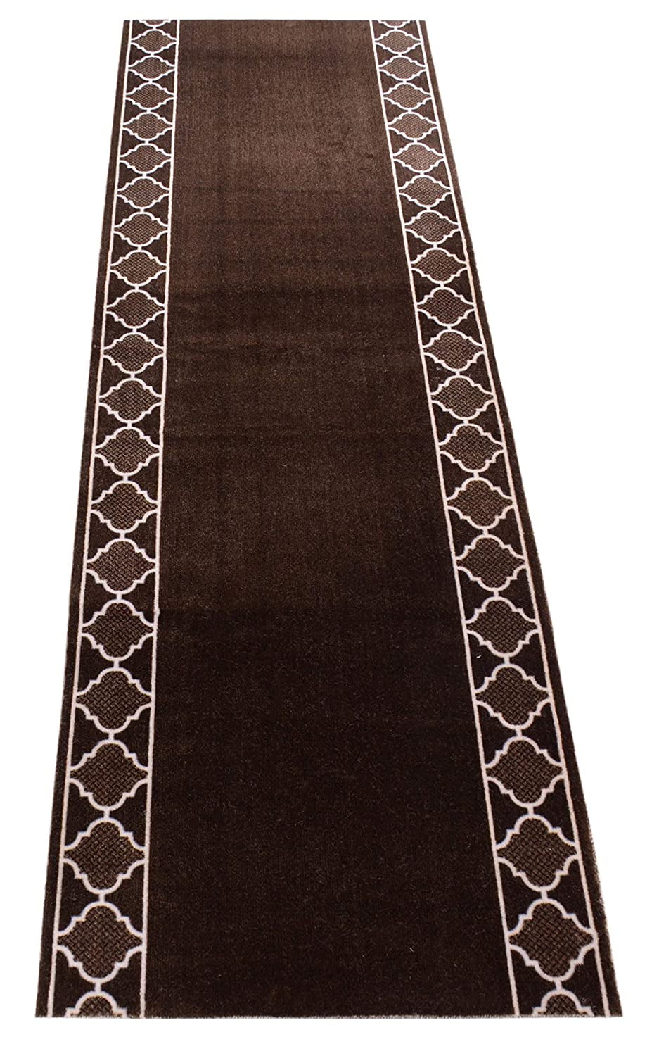 Custom Size Runner Rug Moroccan Trellis Border Dark Brown Cut to Size ...
