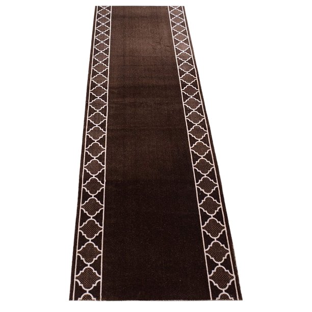 Custom Size Runner Rug Moroccan Trellis Border Dark Brown Cut to Size ...