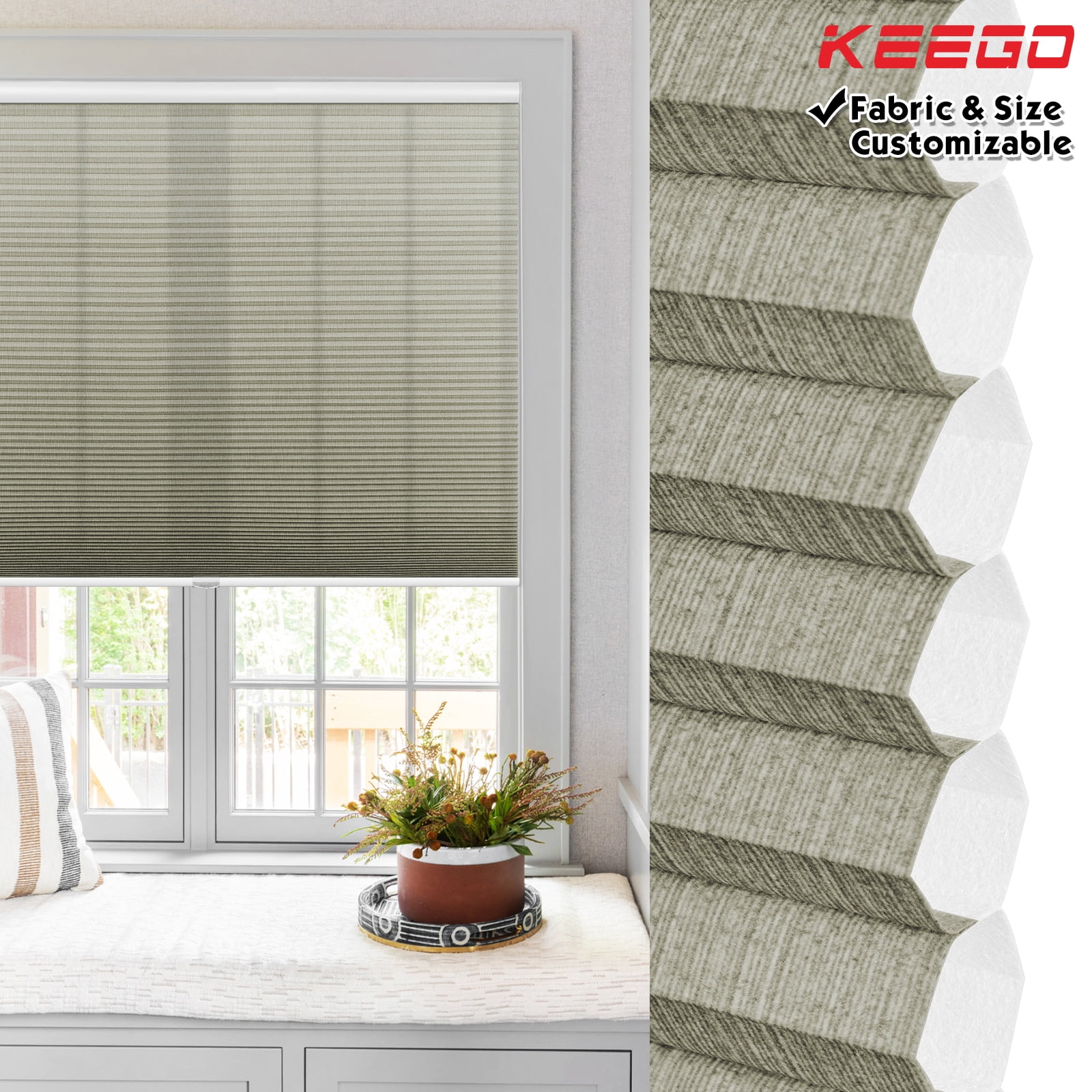 Keego Printed Cordless Celluar Shades Semi Blackout Honeycomb Window ...