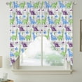 Dinosaur Swag Curtain Valance for Window 2 Panels Cartoon Green Blue ...