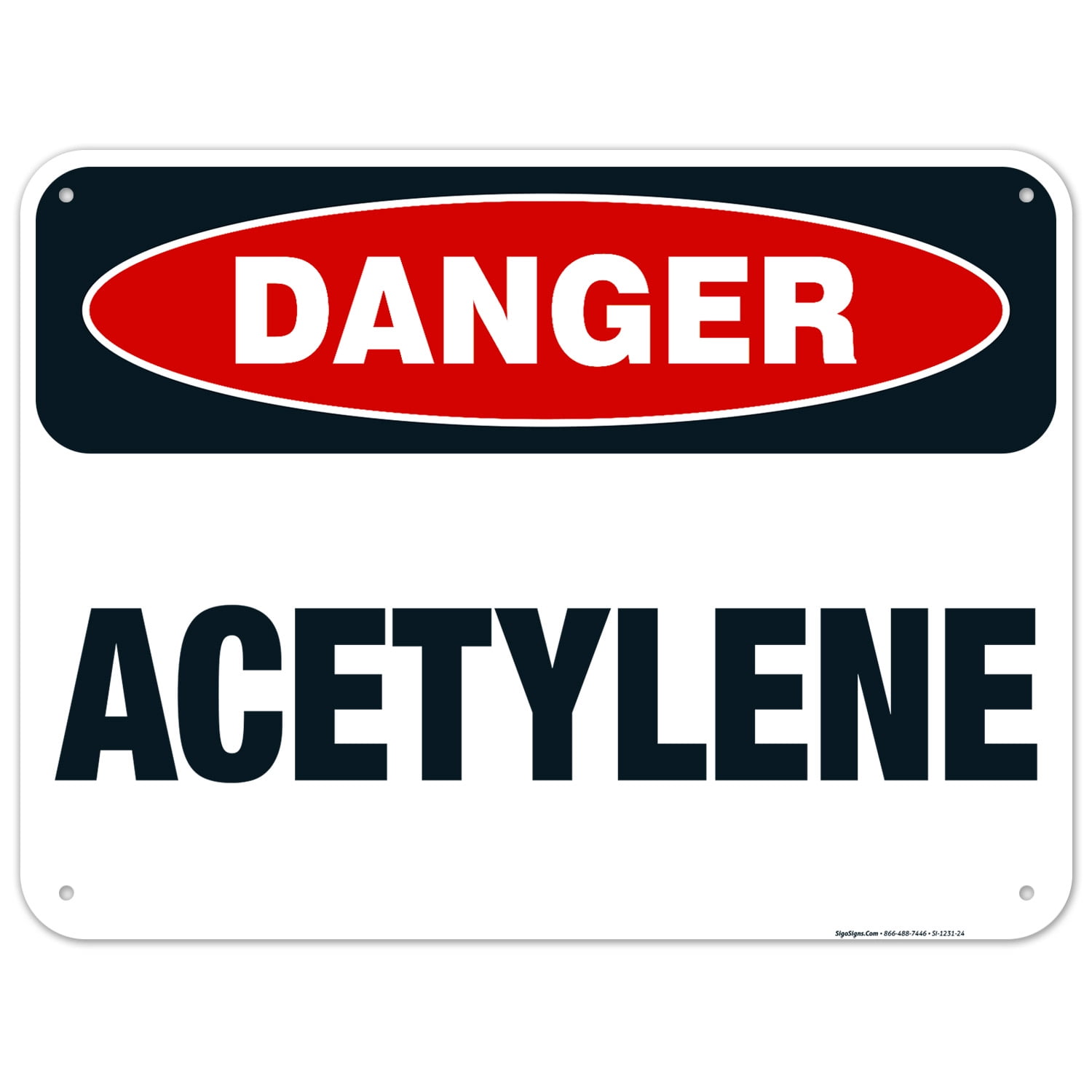 Danger Acetylene Sign, OSHA Danger Sign, - Walmart.com