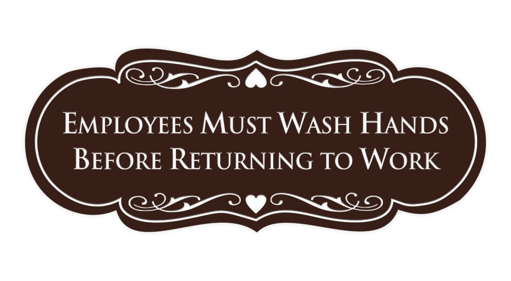 Designer Employees Must Wash Hands Before Returning to work Sign(Dark ...