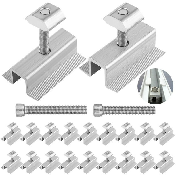 20 abrazaderas intermedias para paneles solares, kit de abrazaderas ...