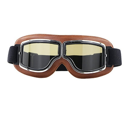 Vintage Pilot Windproof Goggles Motorcycle Leather Glasses Cruiser ...