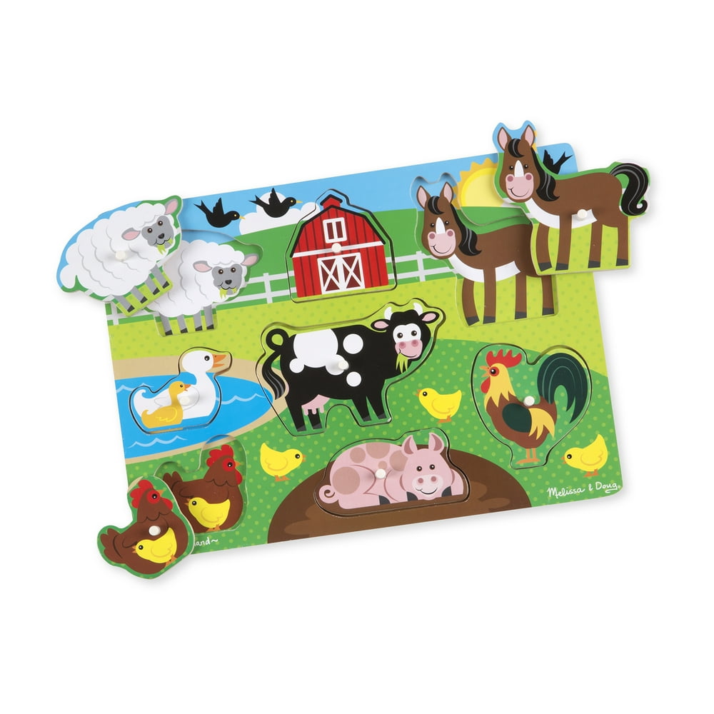 Melissa & Doug Farm Wooden Peg Puzzle (8 pcs) - Walmart.com - Walmart.com