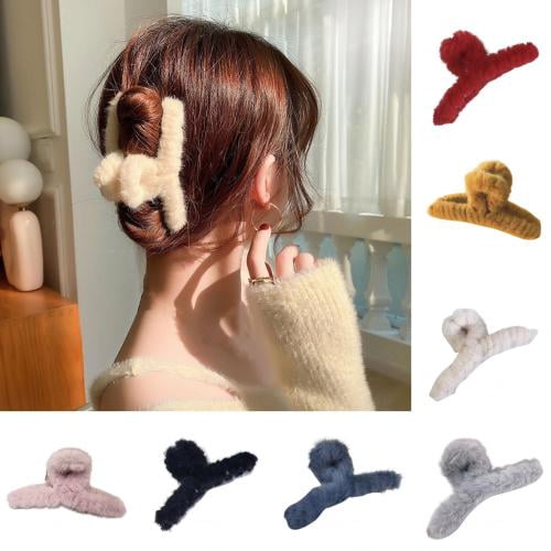 Cheers.US Hair Claw Clip Plush Hair Catch Barrette Jaw Clamp for Women ...