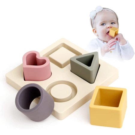 FRUSE Baby Soft Stacking & Nesting Shape Blocks Toy,Silicone Building ...