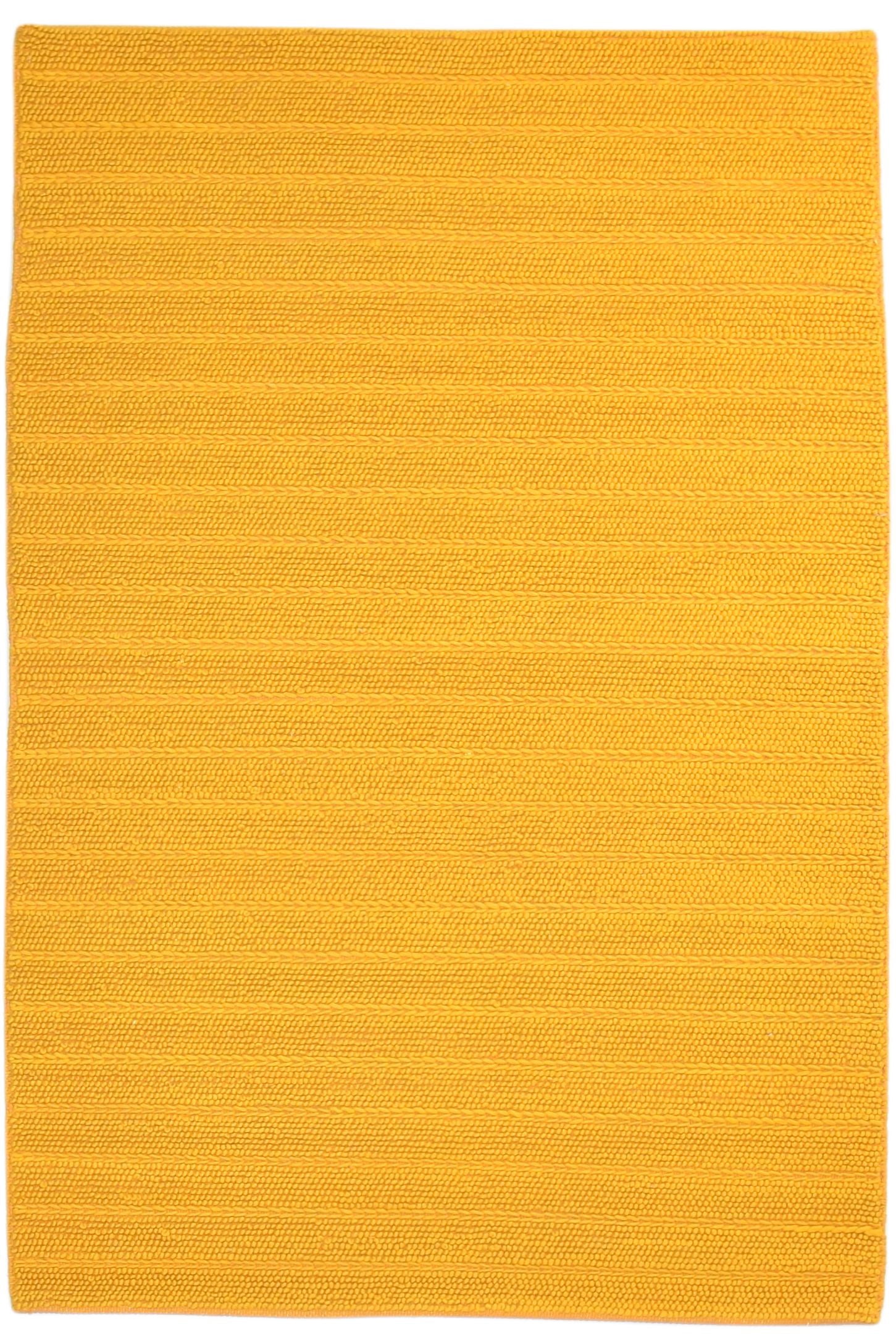 Dhurrie Yellow Wool Rug 4' X 6' Modern Bohemian Striped Room Size ...