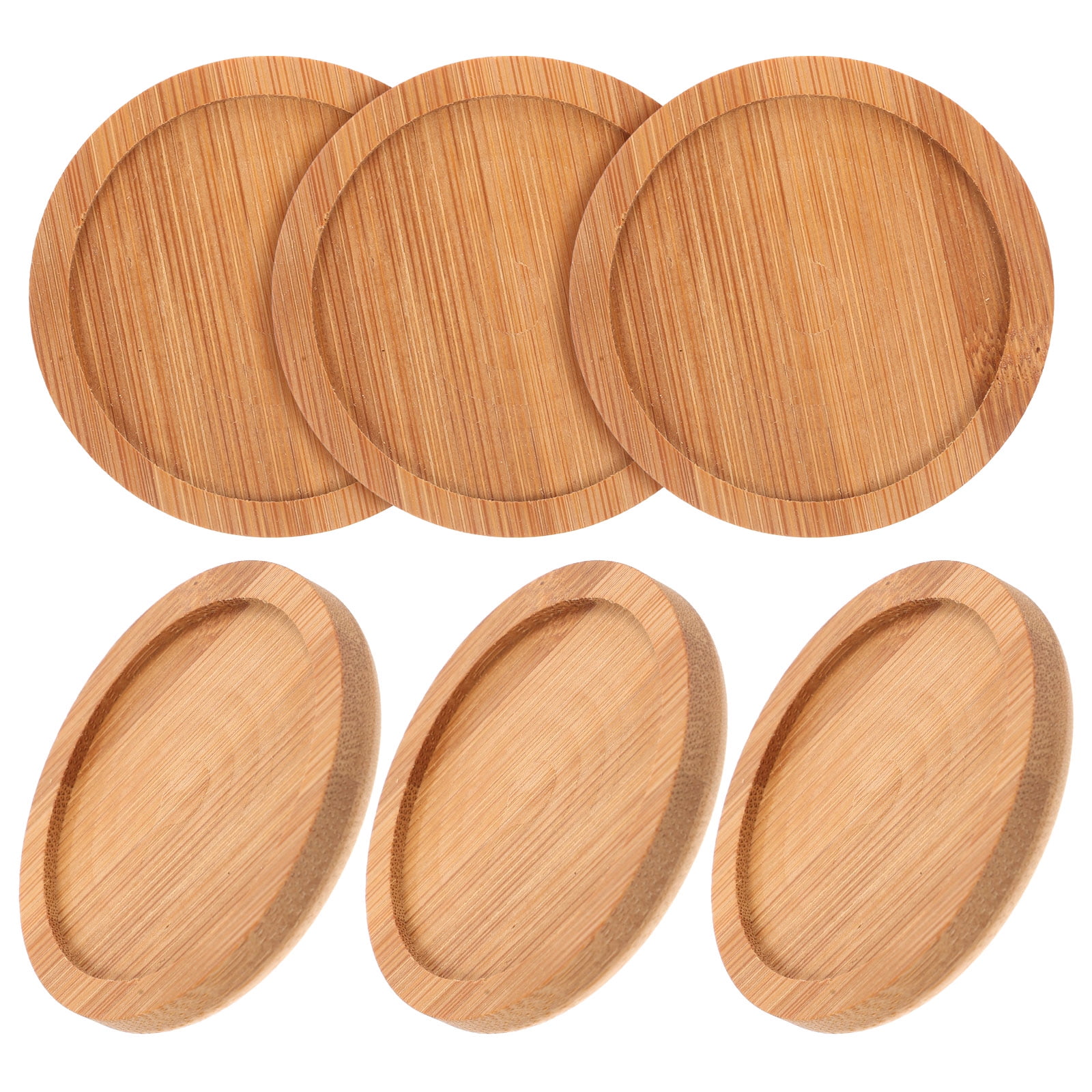 4pcs Bamboo Coaster Round Bamboo Coaster Drink Small Bamboo Saucers for ...