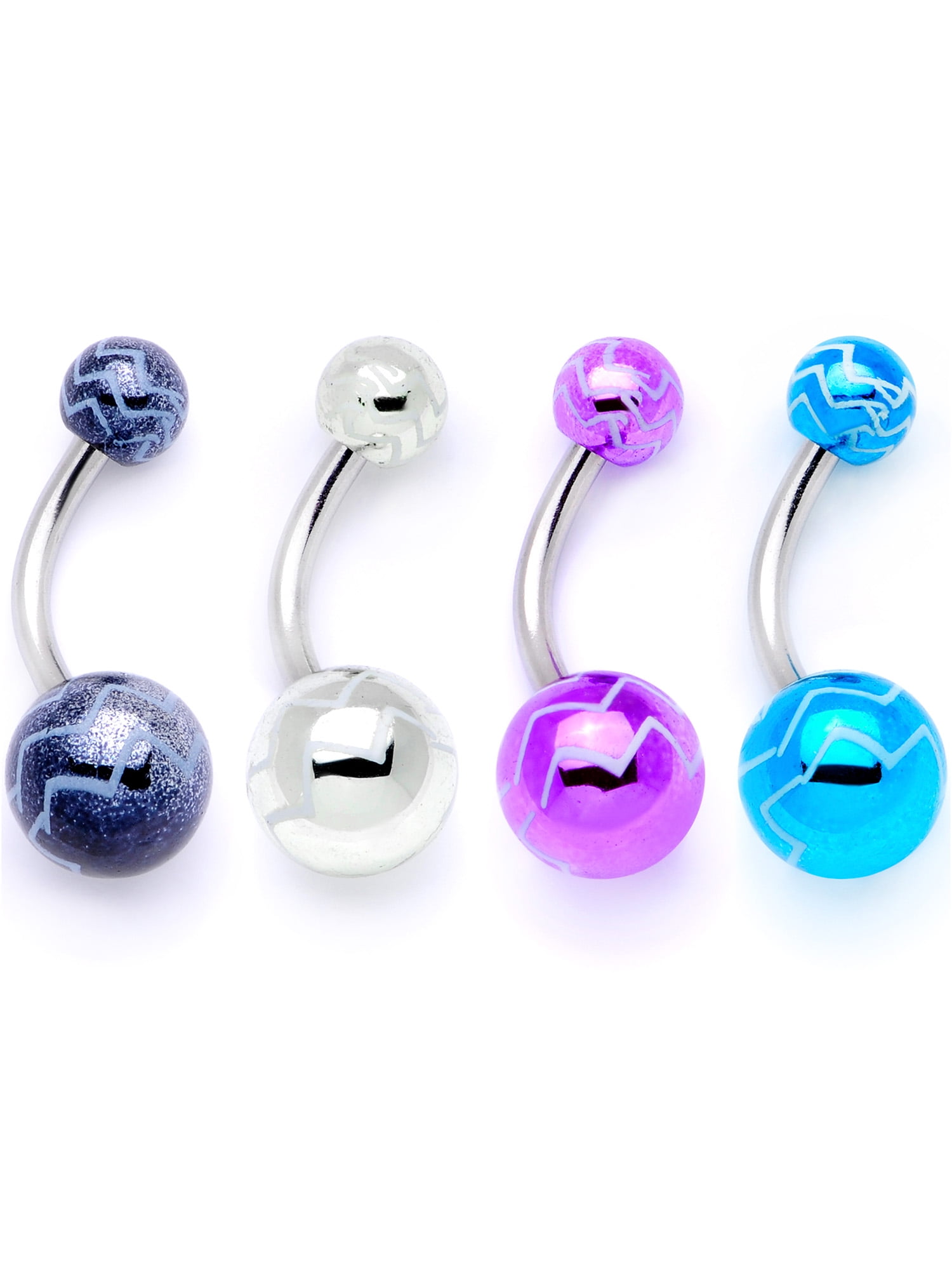 Body Candy 4PC Fab Mirrored Acrylic Zig Zag Bonus Pack Stainless Steel ...