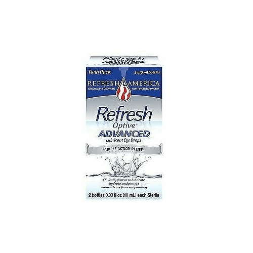 Refresh Optive Advanced Lubricant Eye Drops Triple-Action Relief 0.33 ...