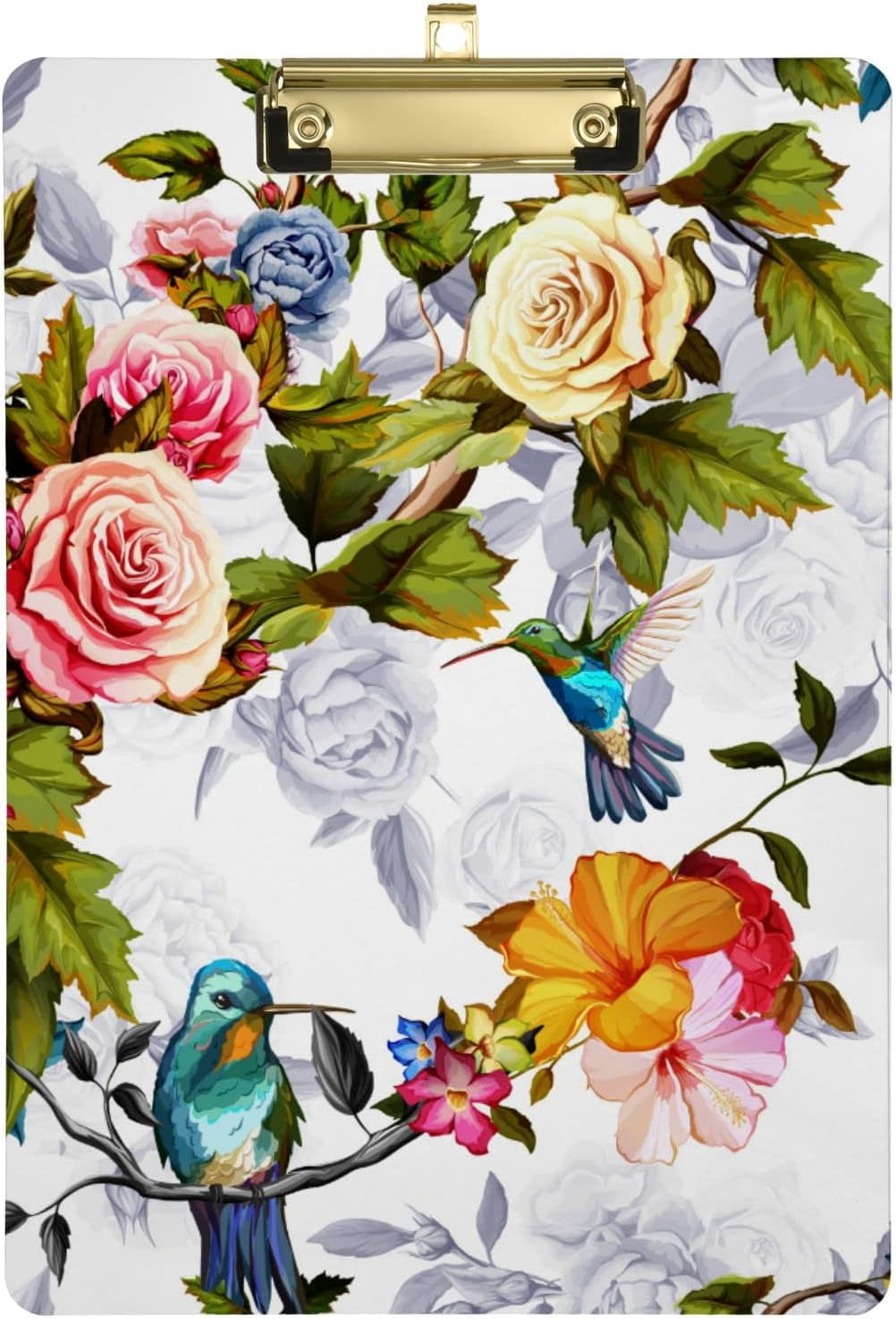 FMSHPON Roses Hummingbird Spring Clipboard Hardboard Wood Nursing Clip ...