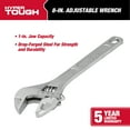 Hyper Tough 8-inch Adjustable Wrench Steel Construction Chrome Plated ...