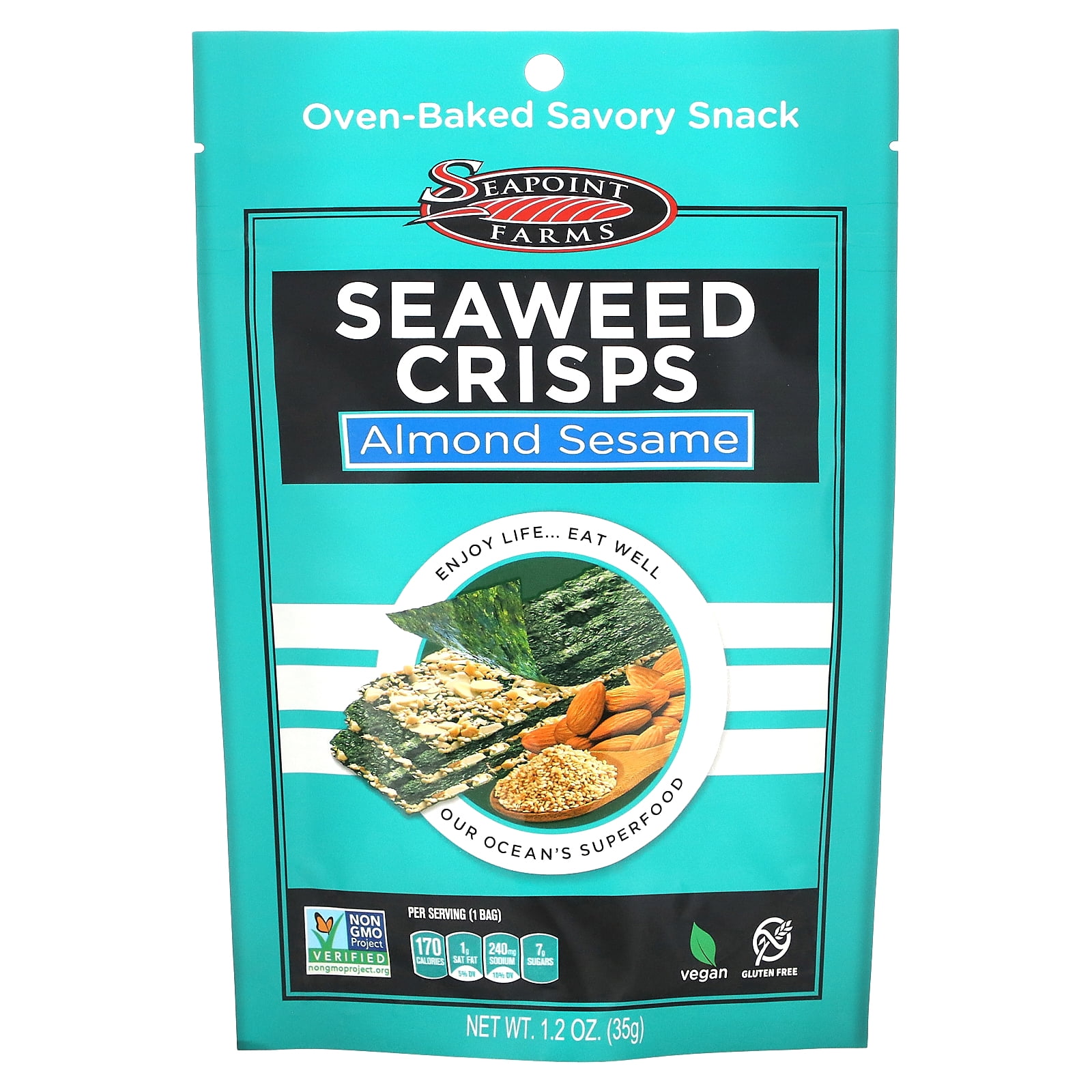 Seapoint Farms, Seaweed Crisps, Almond Sesame, 1.2 oz (35 g) - Walmart.com