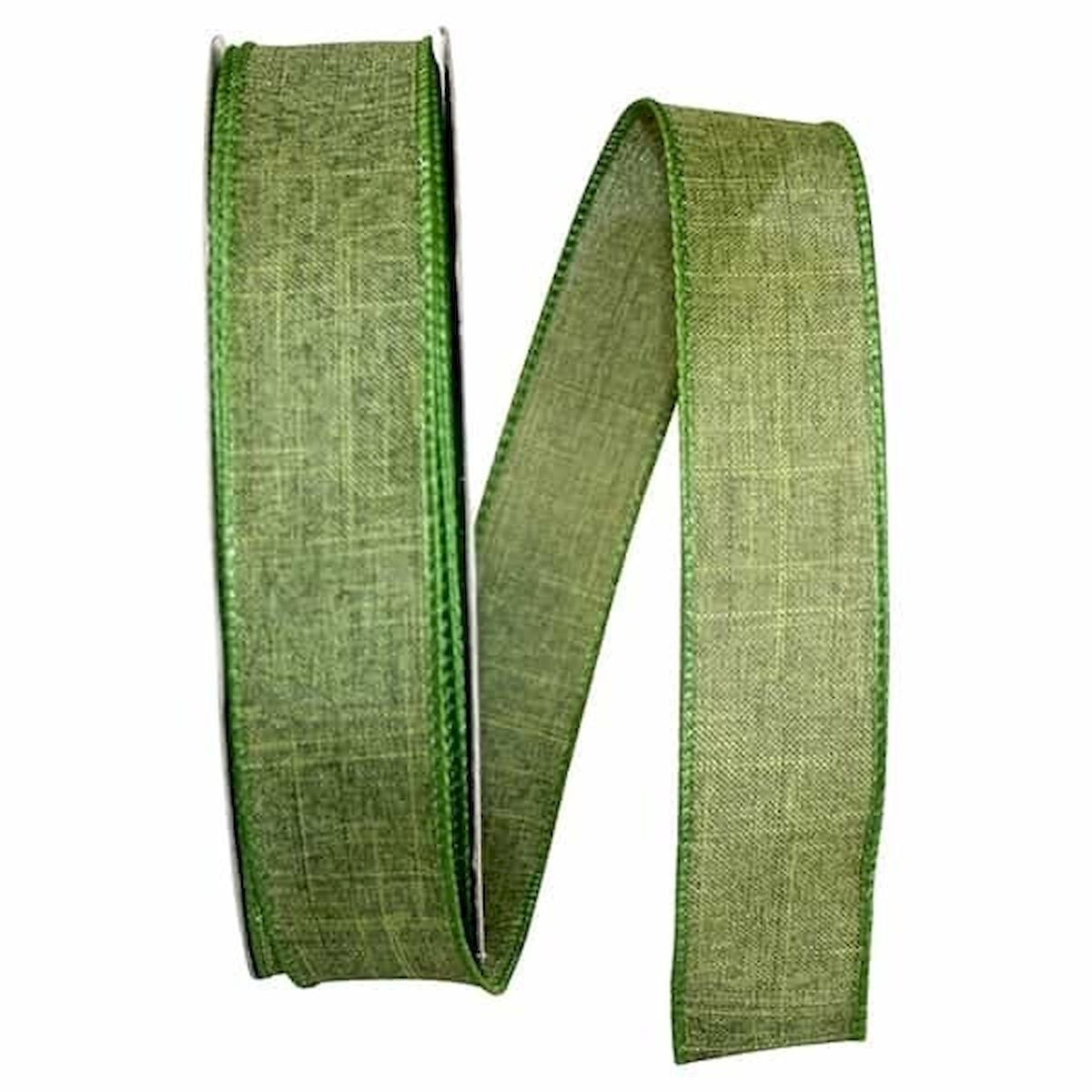 Moss Green Linen Wired Ribbon - Walmart.com