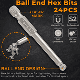 "Tonsiki Allen Wrench Drill Bit Set, 24pcs Metric & SAE Ball End, 1/4 ...