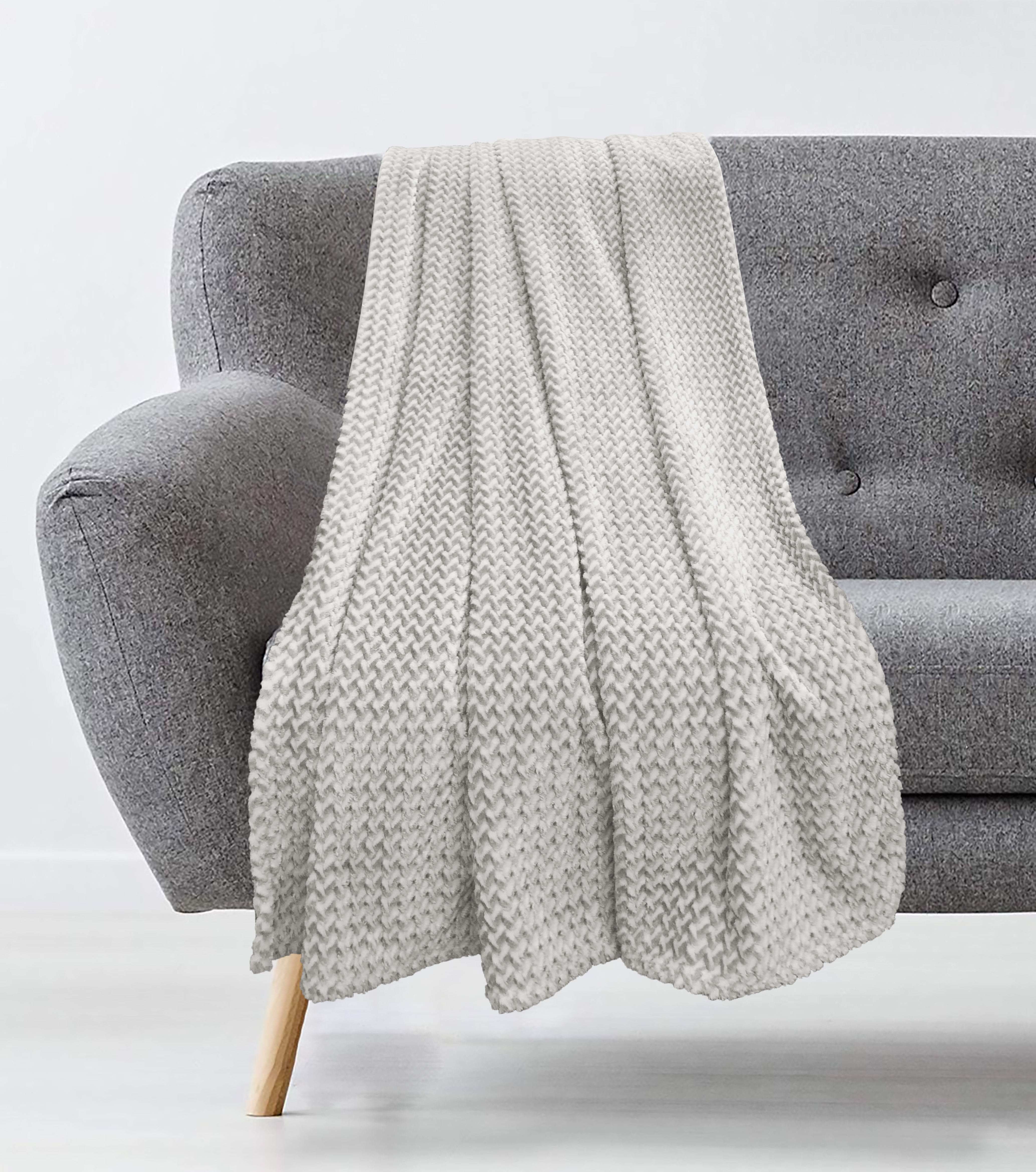 Asterid Grid Plush Throw Grey - Walmart.com
