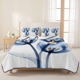 68x98in Quilt Bedding Set, Watercolor Blue Flower Tulip Lightweight ...