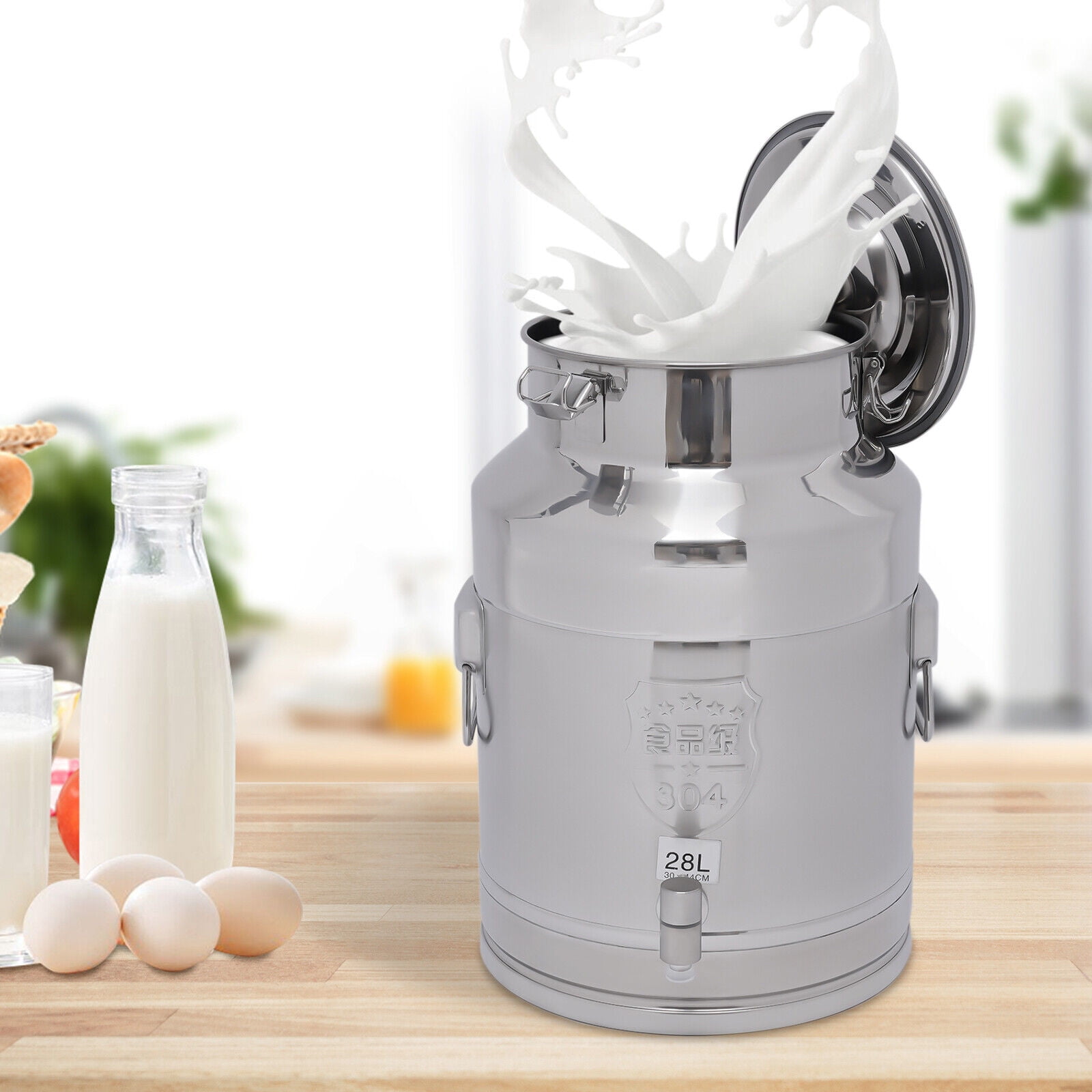 28L / 7.4Gallon Milk Can Wine Pail Bucket Jug Oil Barrel Canister ...