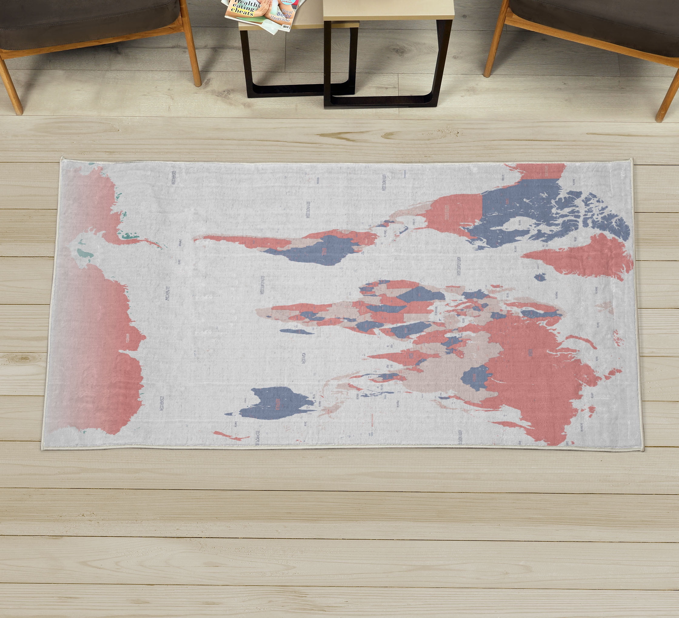 Earth Decorative Rug, Detailed World Map with All Countries Major ...