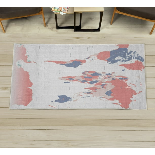 Earth Decorative Rug, Detailed World Map with All Countries Major ...