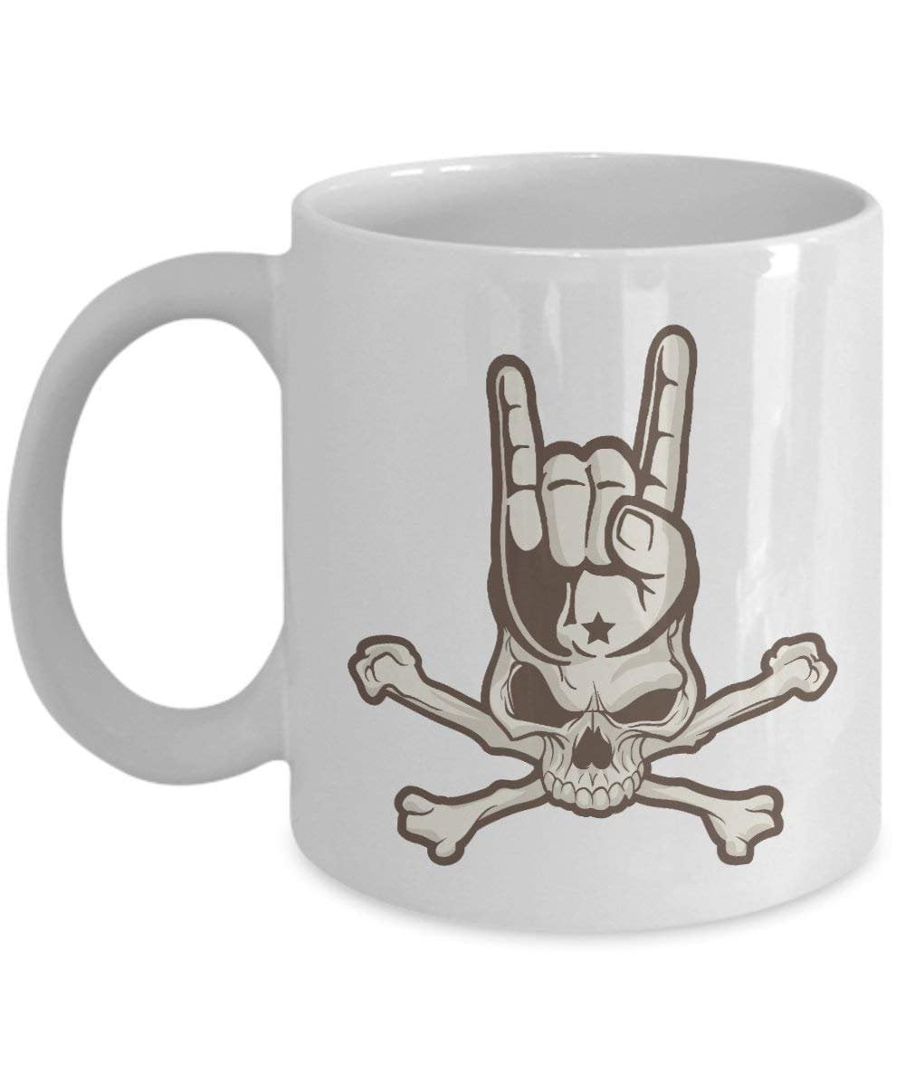 Heavy Metal Horned Skull Print Coffee & Tea Gift Mug For A Rock Music ...