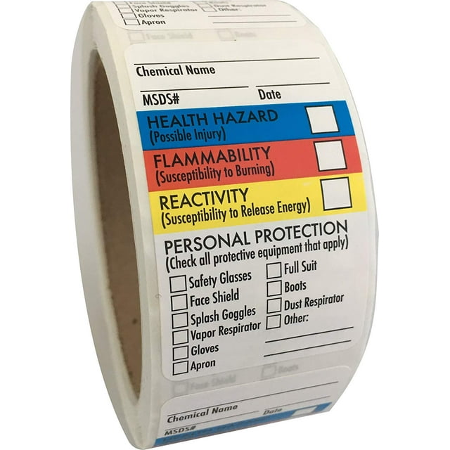 SDS Stickers/MSDS Stickers, 1.5?x2.5?, Roll of 250, Right to Know ...