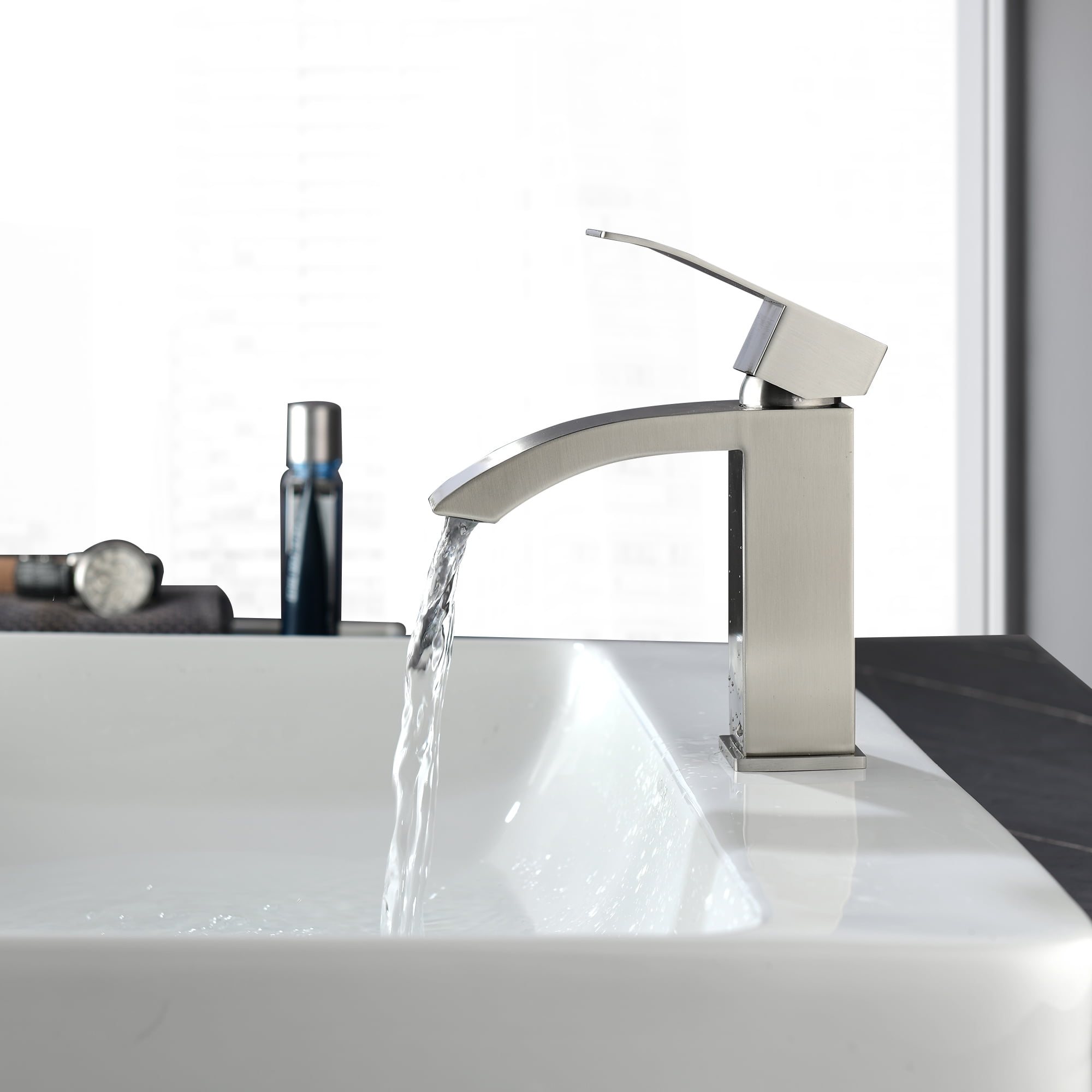 6"Bathroom Basin Sink Single-Handle Square bathroom faucet, Fit 1 holes ...