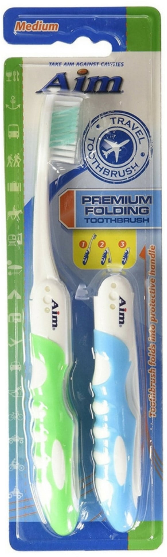 Aim Premium Travel Toothbrush, Soft 2 ea - Walmart.com