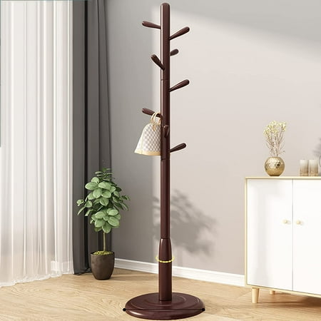 Solid Wooden Coat Rack Stand,Entryway Free Standing Coat Rack with 8 ...