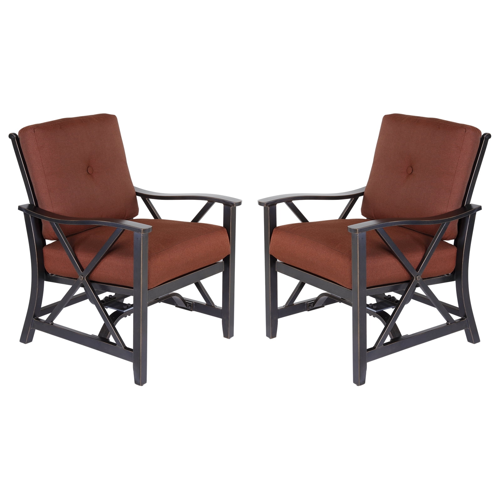 Outdoor 2 Piece Haywood KD Aluminum X Back Stationary Spring Chairs ...