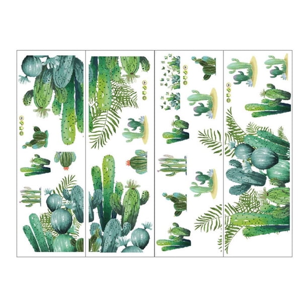 Unatoiry 4 Pieces Green Plants Wall Living Room Decals Removable ...